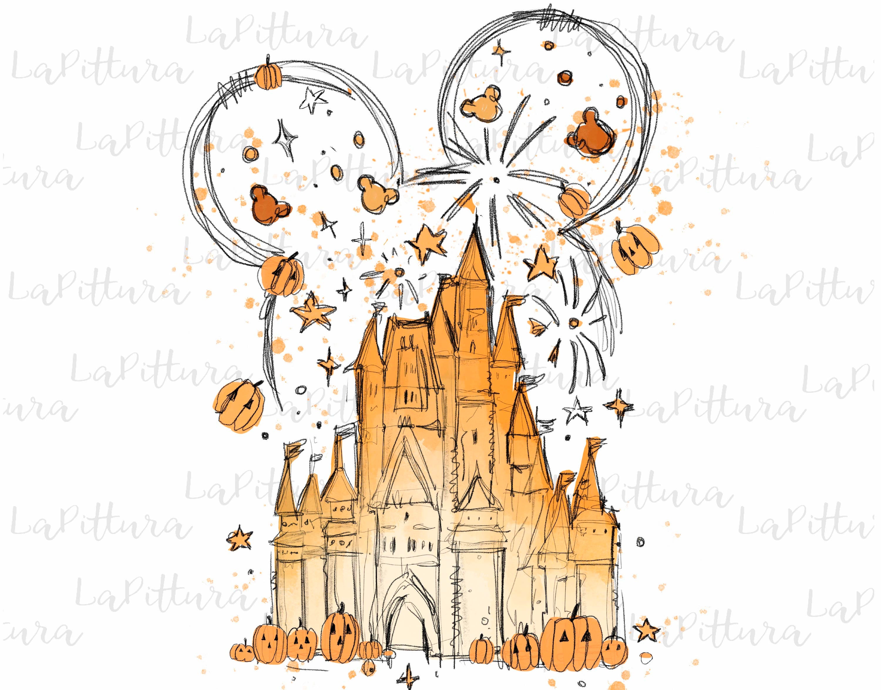 Fall Castle Png Watercolour Castle Doodle Castle - Etsy