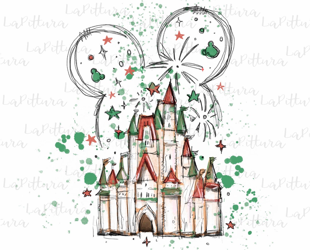 Watercolor Christmas PNG Castle Clipart Printable Digital Download - Etsy