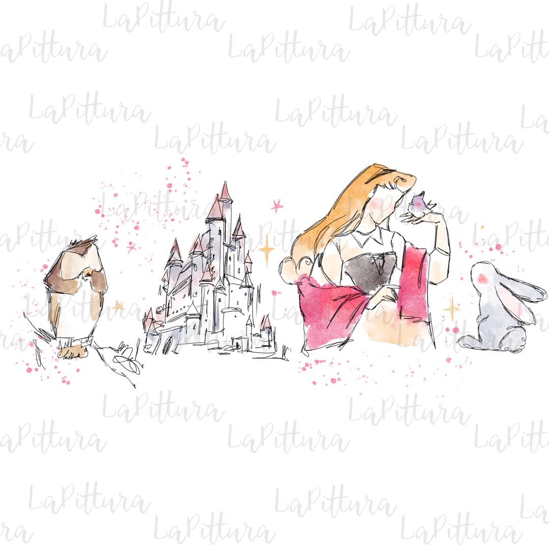 Princess Clipart, Sleeping Beauty Png, Bright Watercolor Princess PNG ...