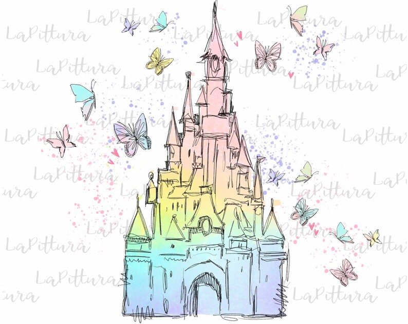 Watercolor PNG Castle Clipart Printable Digital Download - Etsy