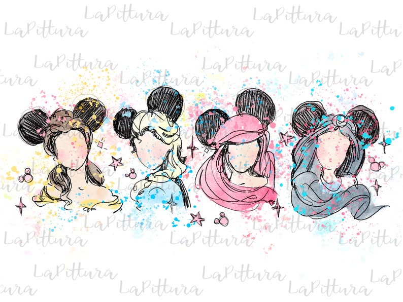 Watercolor Princesses PNG for Girls Trip Shirt, Magic Kingdom Princess ...