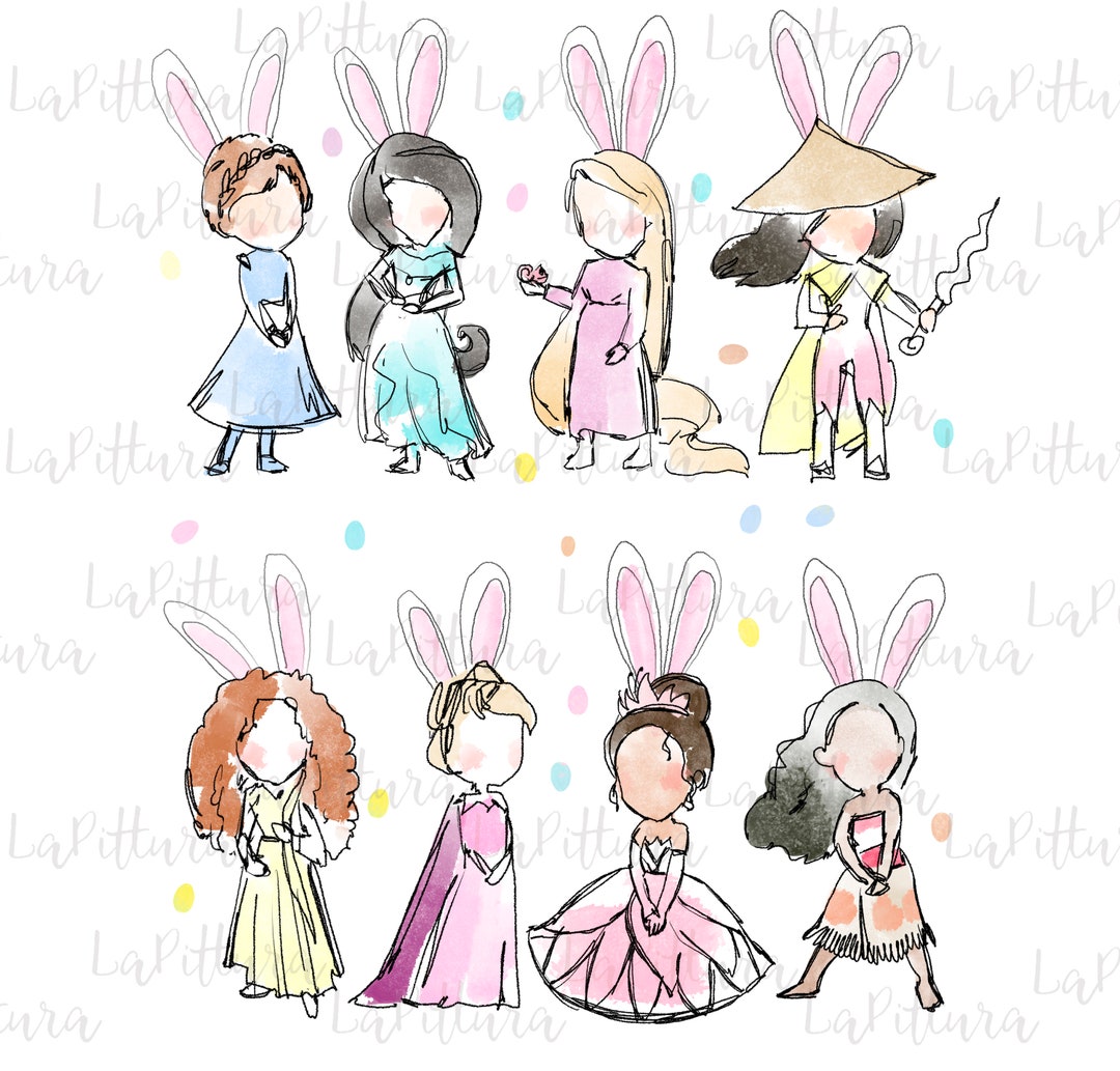 Watercolor Easter Princess PNG, Easter Bunny Princess Clipart, All ...