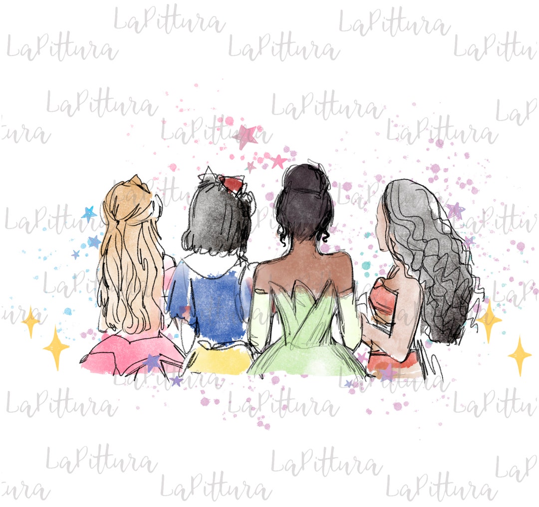 Princesses Watercolor Background, Princess Png Clipart Design, All ...