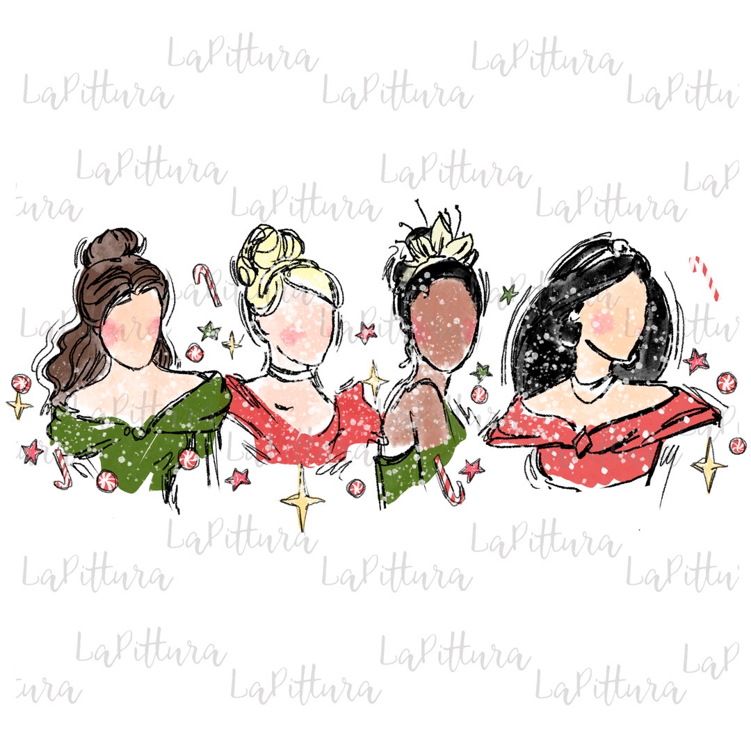 Christmas Princess Clipart, Princess Sublimation, All Princess ...