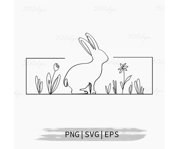 Bunny SVG for Cricut Cut File Line Art Cute Easter Shirt Svg | Etsy