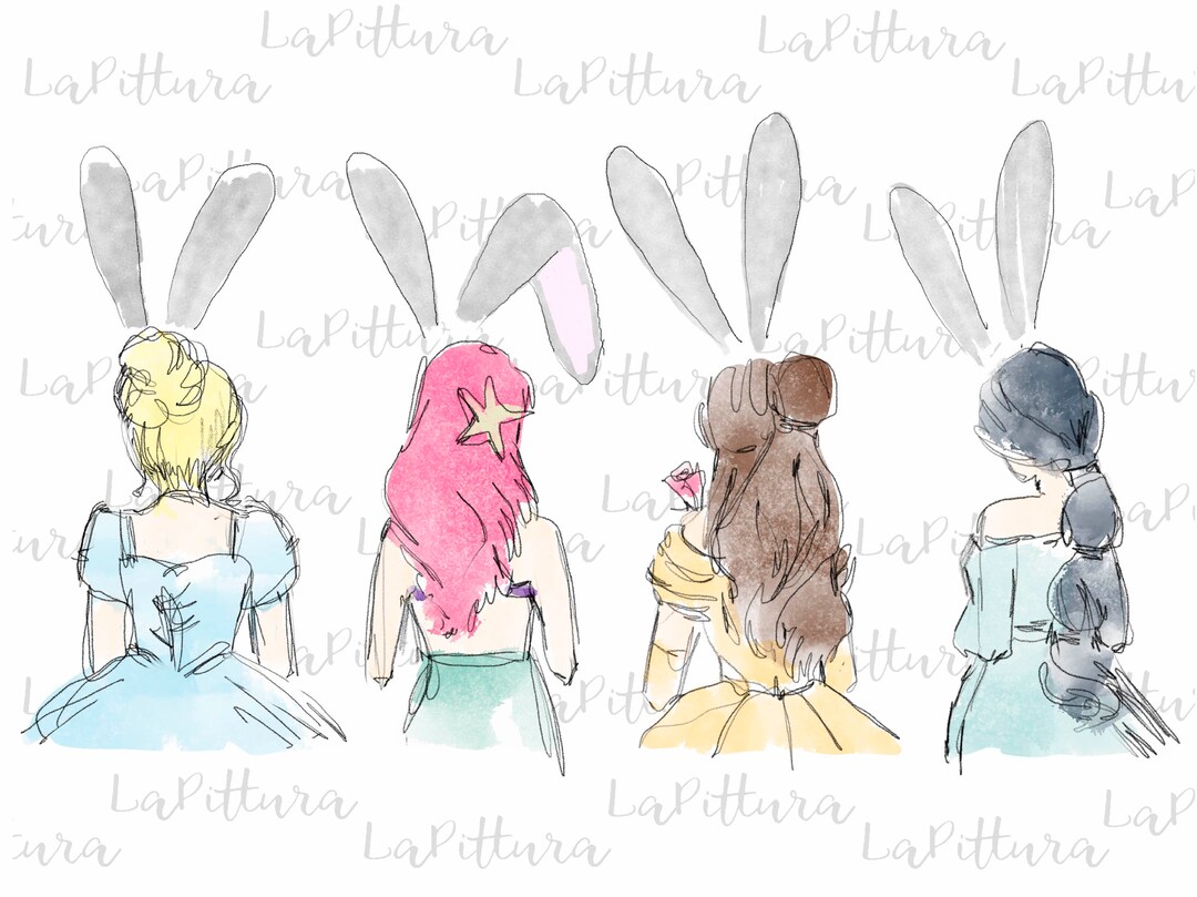 Watercolor Easter Princess PNG, Easter Bunny Princess Clipart, All ...