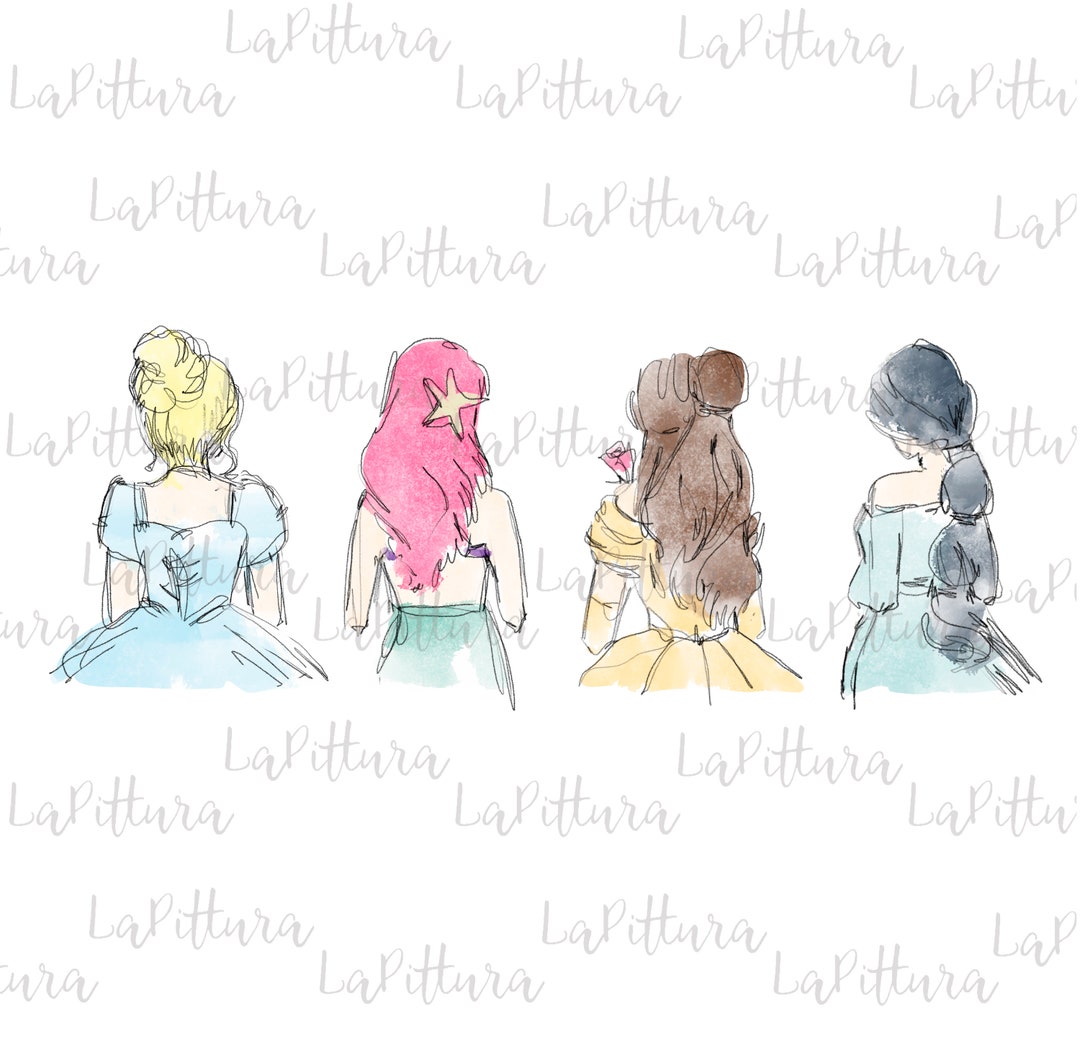 Princess Clipart, All Princess Watercolor Princess PNG, Printable ...