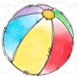 Watercolor Beach Ball PNG, Ball Png, Ball Clipart Printable Digital ...