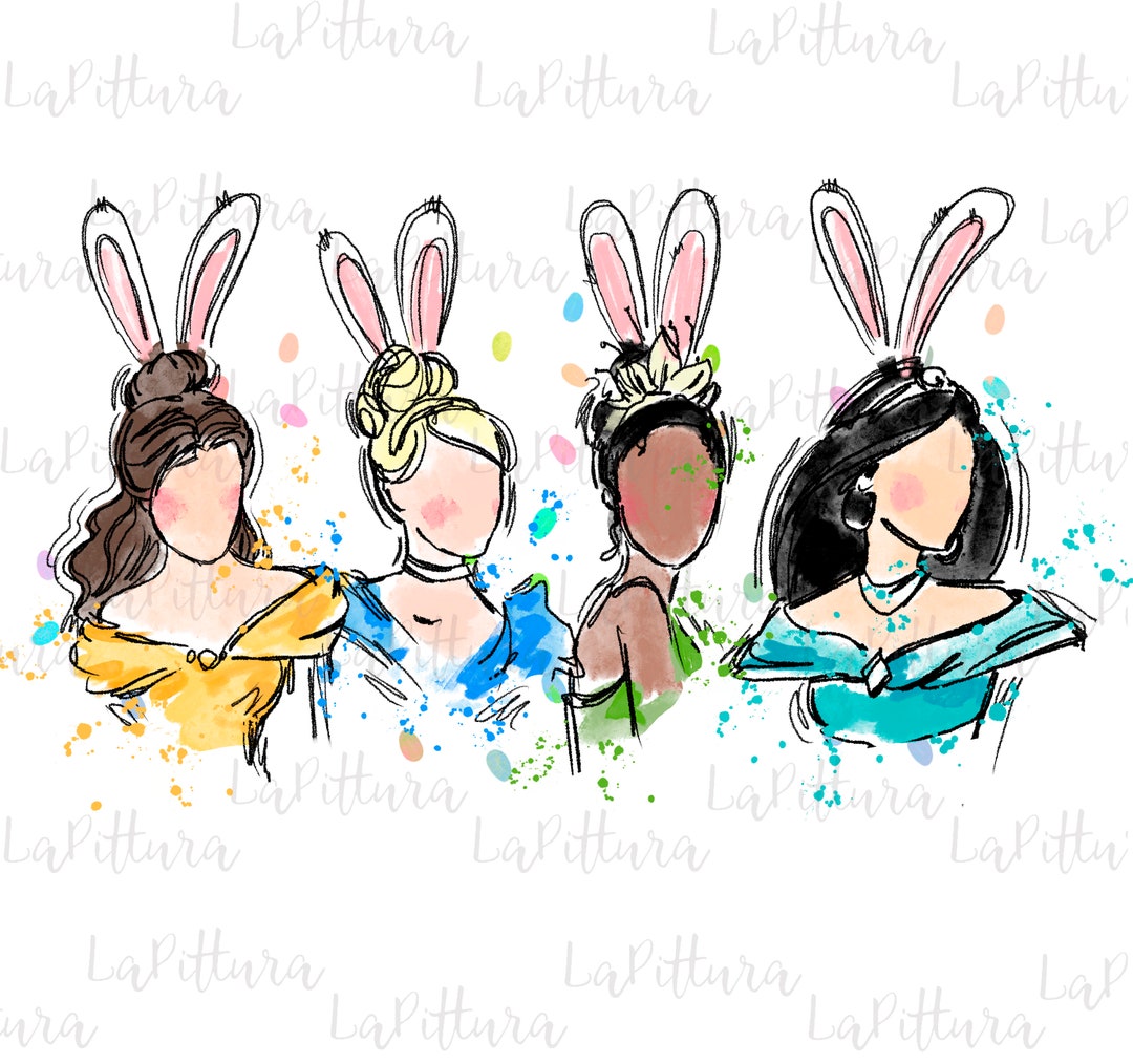 Watercolor Easter Princess PNG, Easter Bunny Princess Clipart, All ...
