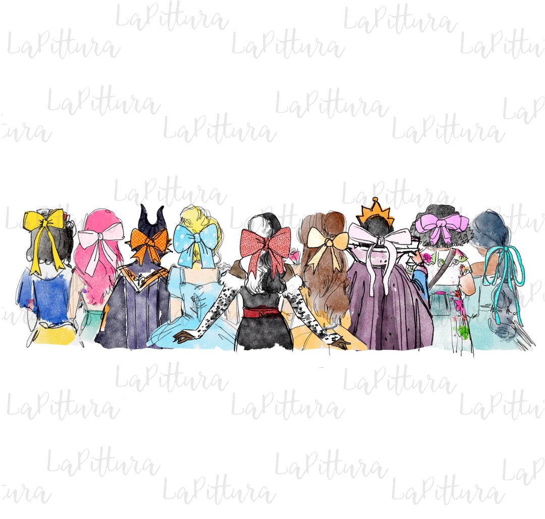 Princess Girls With Bows PNG Clipart Watercolor Coquette Sublimation ...