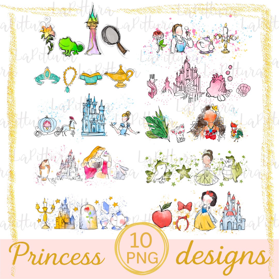 Princess Clipart, All Princess Separately, Watercolor Princess PNG ...