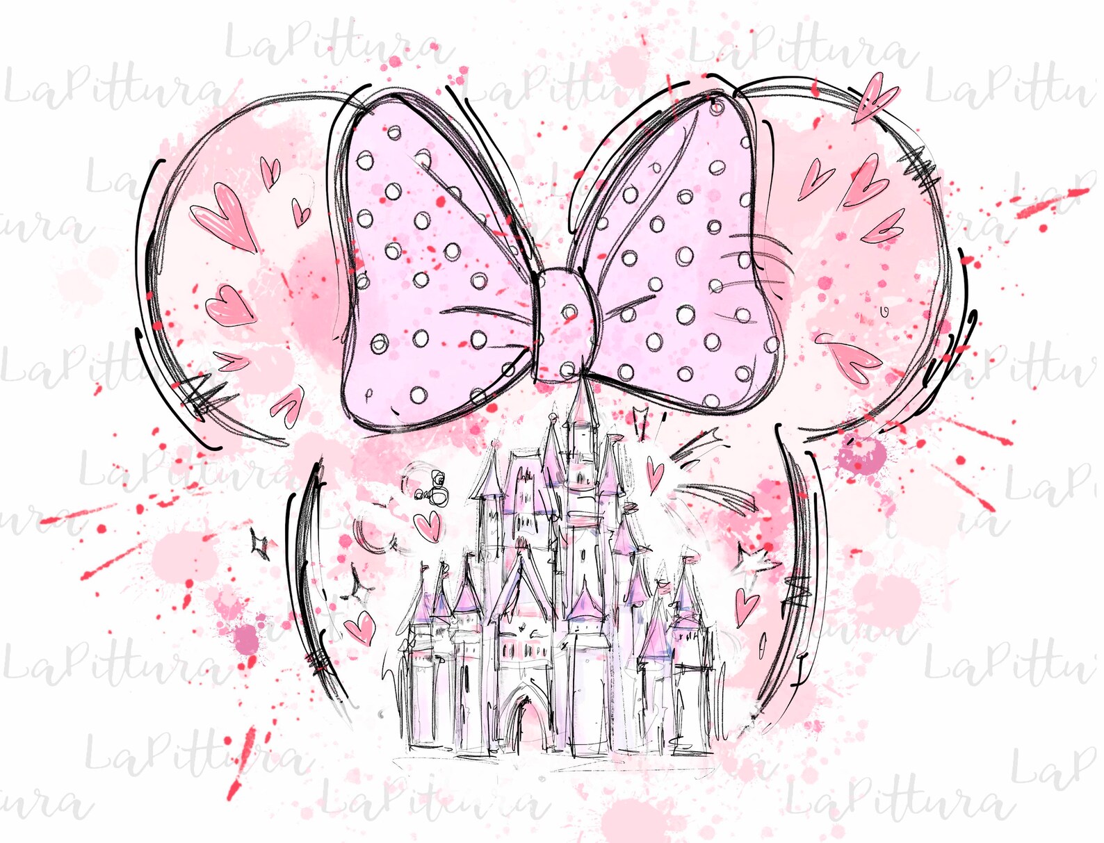 Pink Castle Clipart Png, Watercolor Valentine's Day PNG Castle Clipart ...