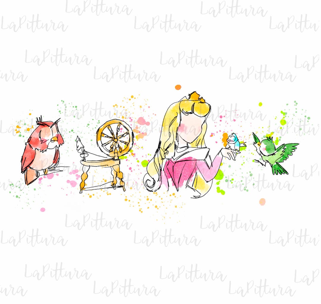 Princess Clipart, Sleeping Beauty Png, Bright Watercolor Princess PNG ...