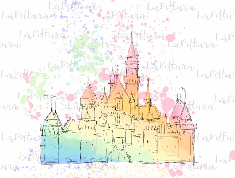 Watercolor PNG Castle Clipart Printable Digital Download - Etsy