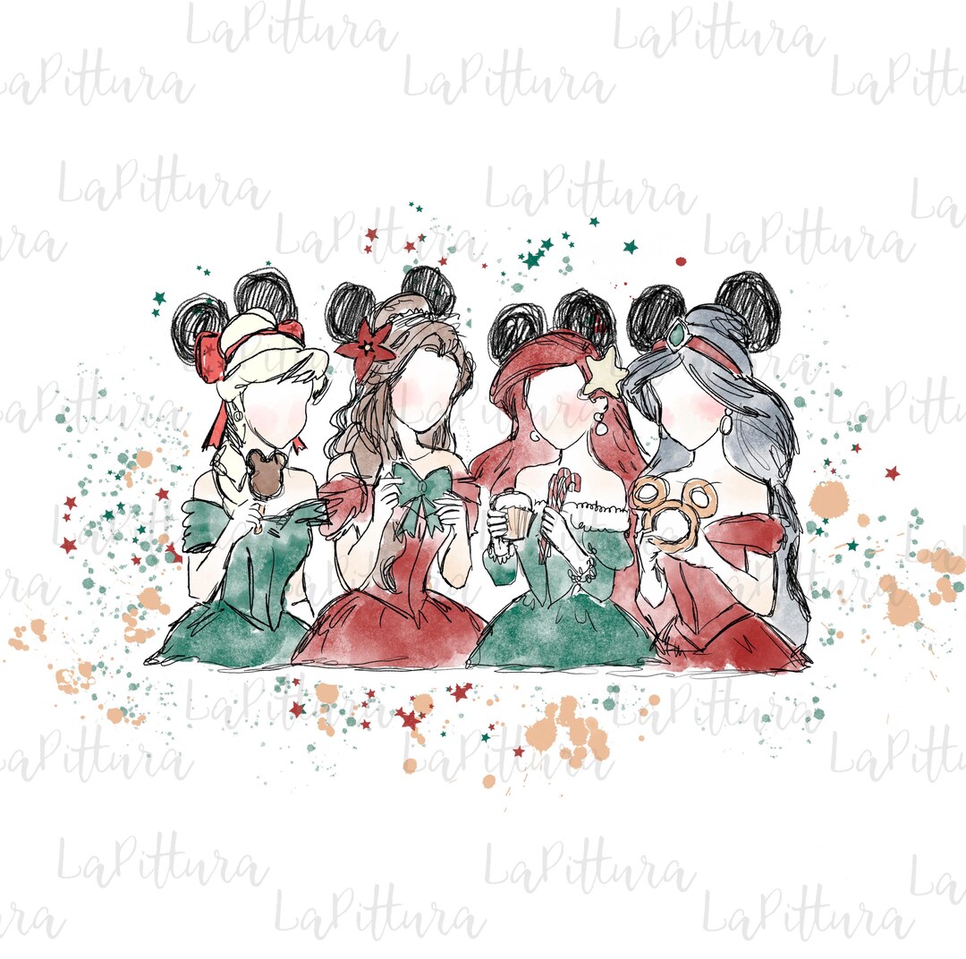Princess Clipart, Christmas Princess Png, All Princess Watercolor ...