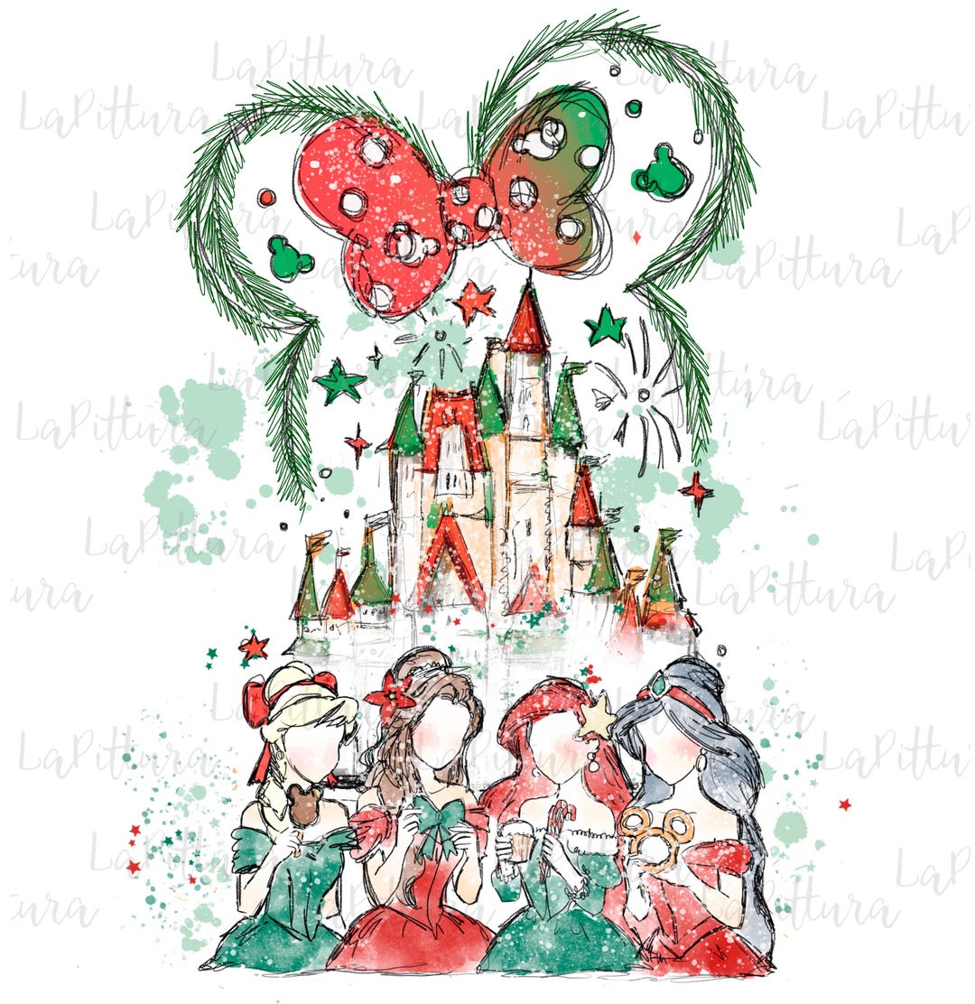 Watercolor Christmas Princess Castle PNG, Bright Christmas PNG, Clipart ...