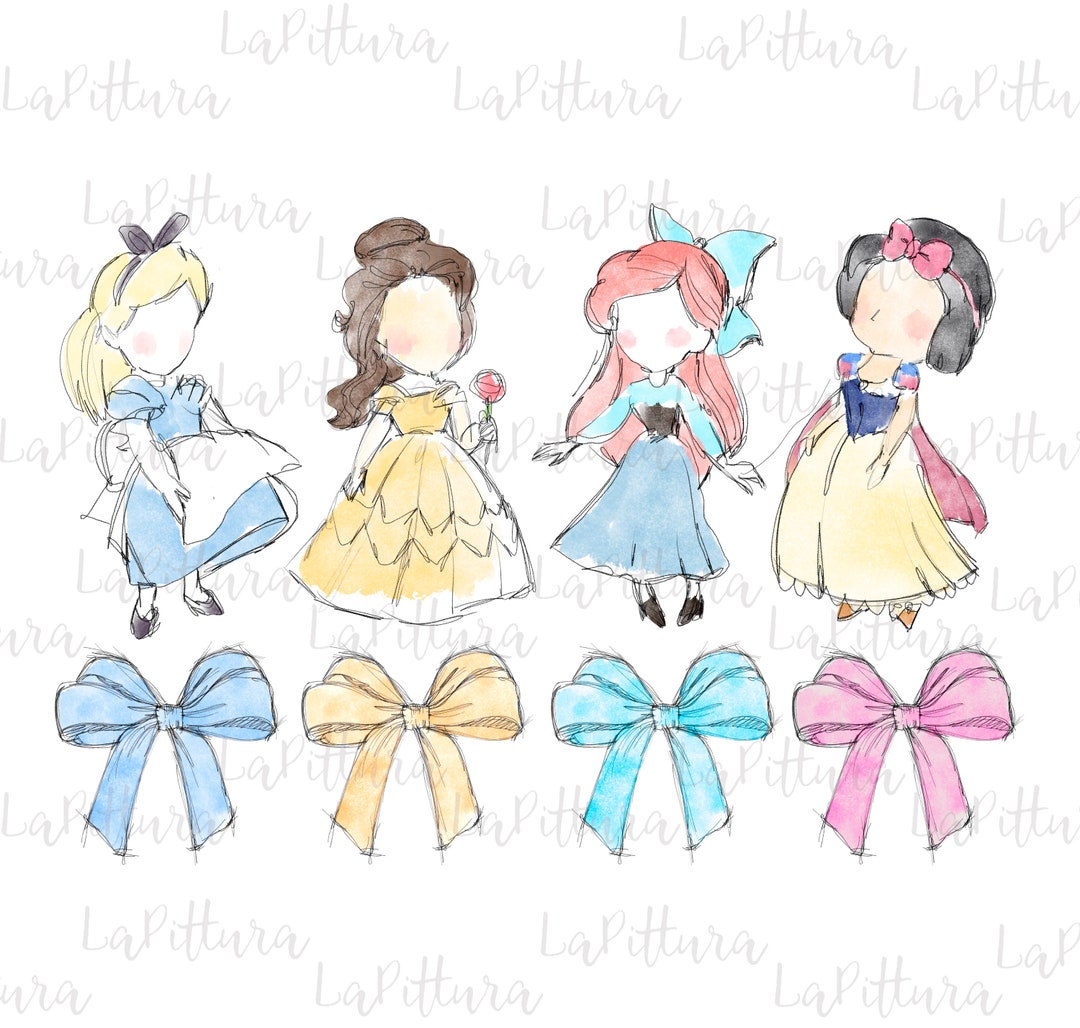 Watercolor Princess PNG, Bows Png, Bow Png, Princess Clipart, All ...