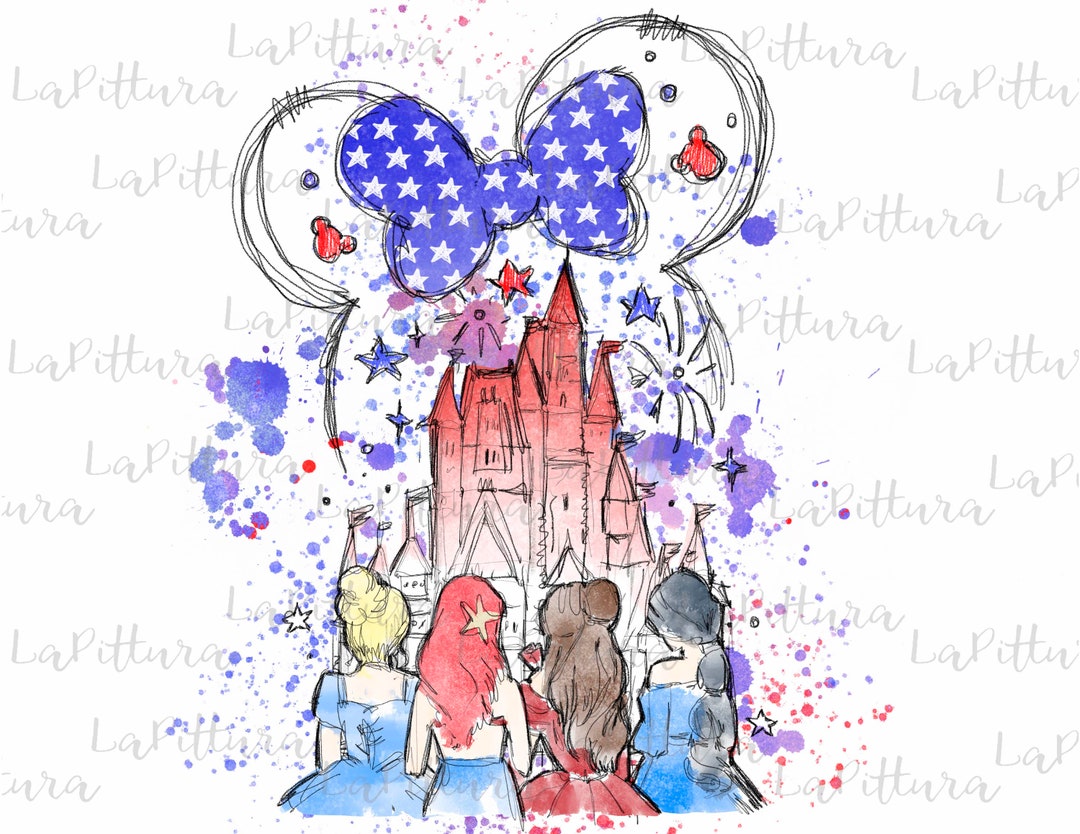 4th of July Princesses Castle Clipart Png, Watercolor Princesses ...