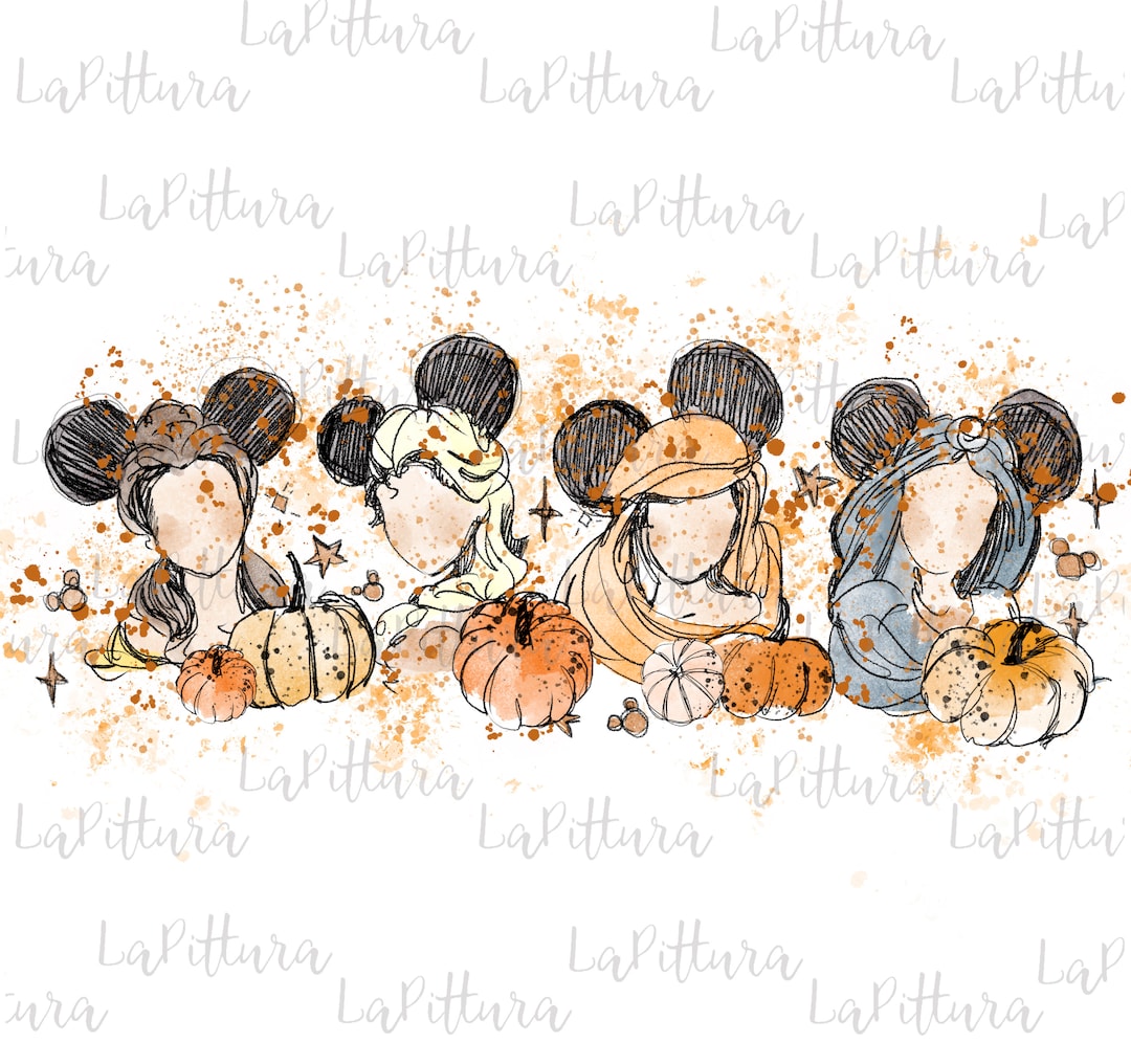 Fall Princess Clipart, All Princess Watercolor Princess PNG, Printable ...