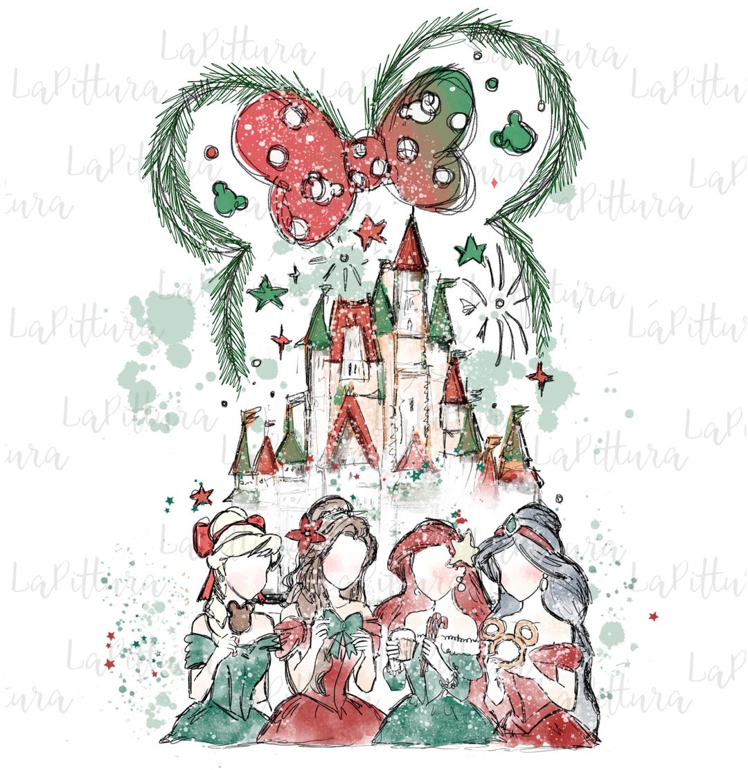 Watercolor Pastel Christmas Png, Princess Castle Png, Bright Christmas ...
