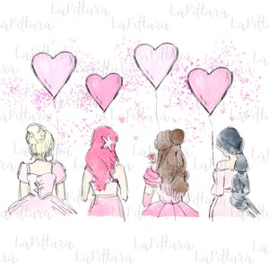 Pink Princess Png, Valentine's Day Png Bundle, Clipart Printable ...