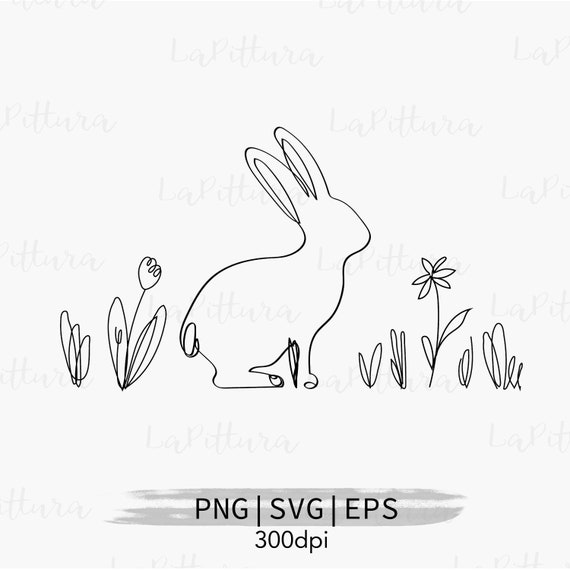 Bunny SVG for Cricut Cut File Line Art Cute Easter Shirt Svg | Etsy