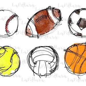 Watercolor Sport Balls Clipart PNG Bundle , Sport Balls, Printable ...