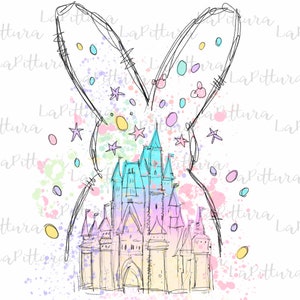 Easter Castle Bunny Png Watercolor PNG Clipart Printable Digital ...