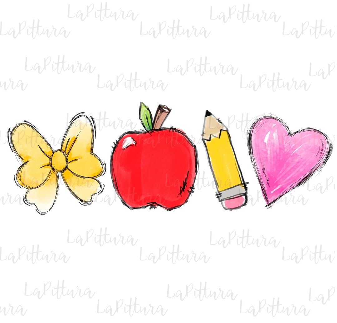 Back to School Sublimation PNG, Apple Png, Bow Png, Pencil Png, School ...