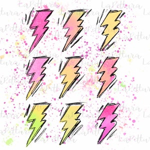 Watercolor Lightning Bolts Sublimation PNG, Lightning Bolts Clipart ...