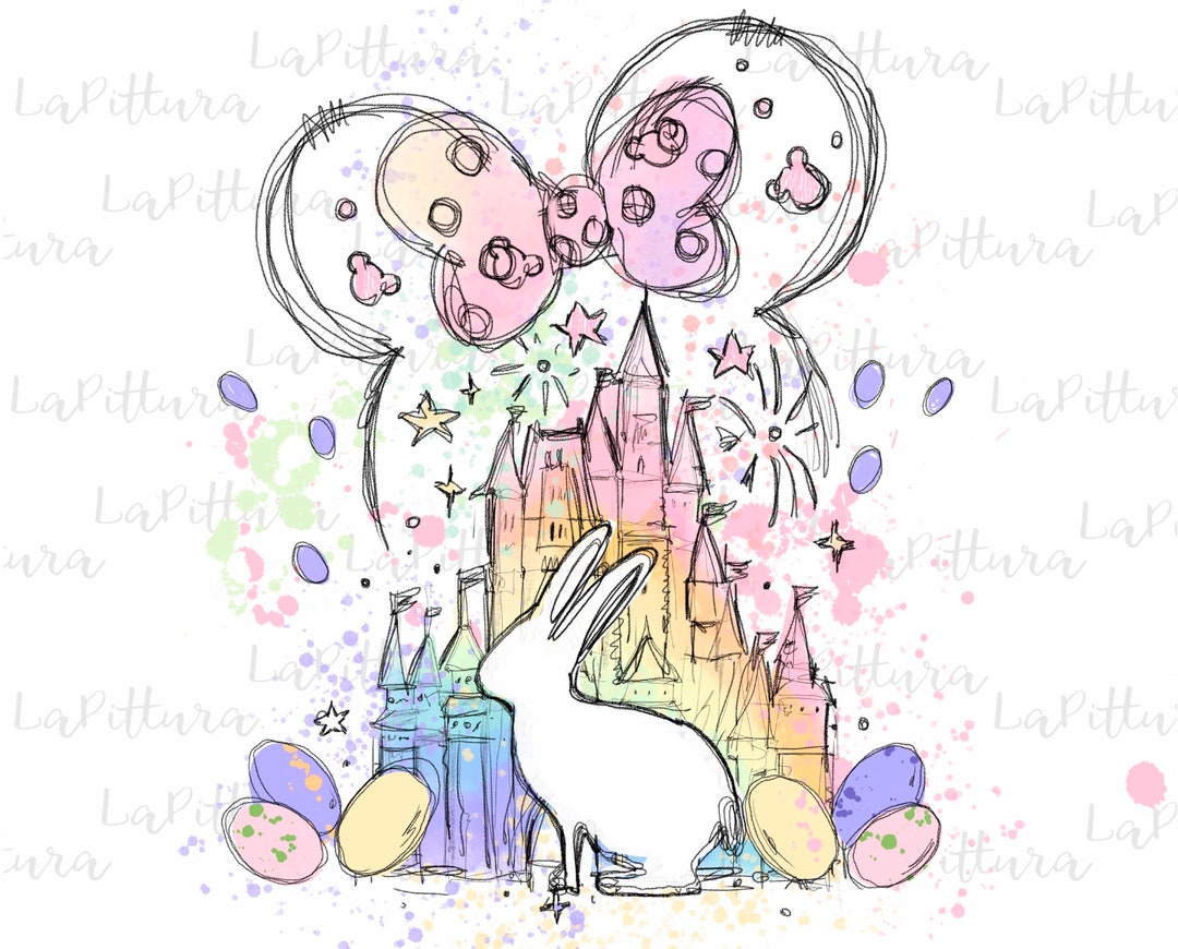 Watercolor PNG Easter Castle Clipart, Easter Bunny, Printable Digital ...