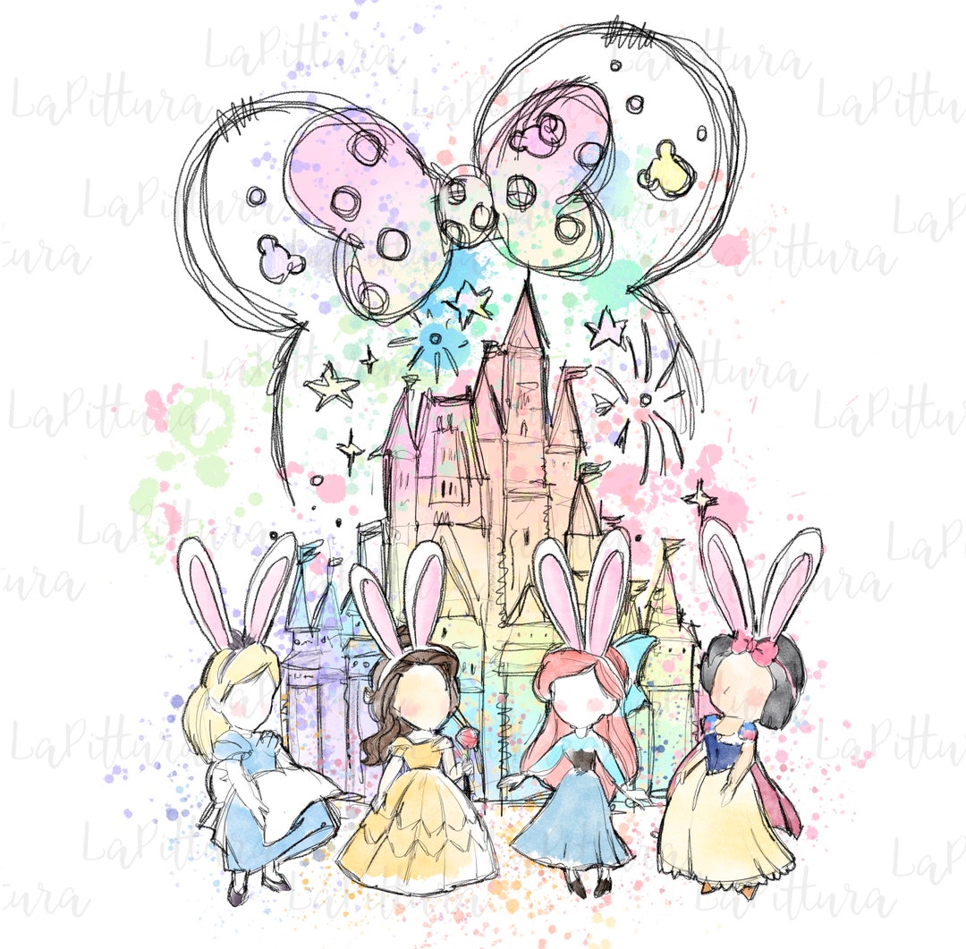 Watercolor Easter Princess PNG, Easter Castle, Bunny, Princess Clipart ...