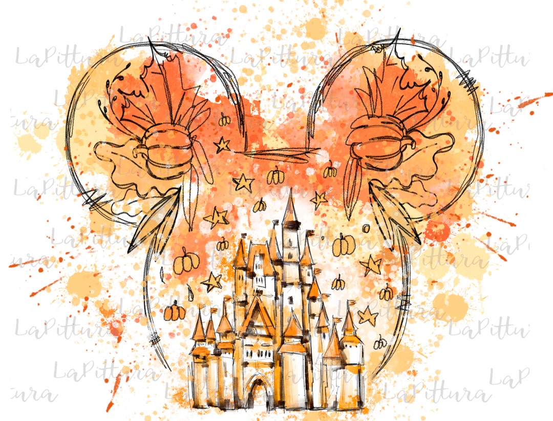 Fall Castle Doodles Watercolor Doodle PNG, Pumpkin Png, Hello Fall Y ...