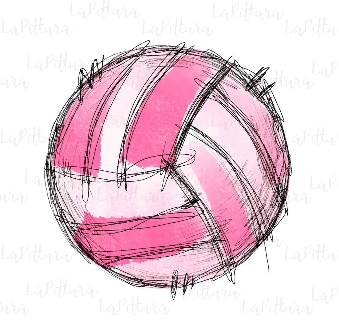 Watercolor Pink Volleyball PNG Bundle , Volleyball Team Clipart ...