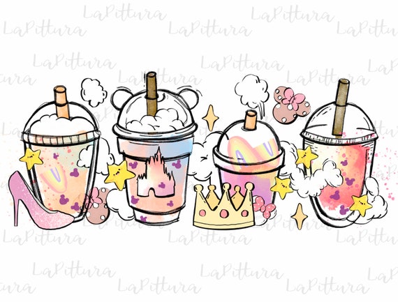 Princess Drinks Coffee PNG Iced Latte Rainbow Frappuccino - Etsy