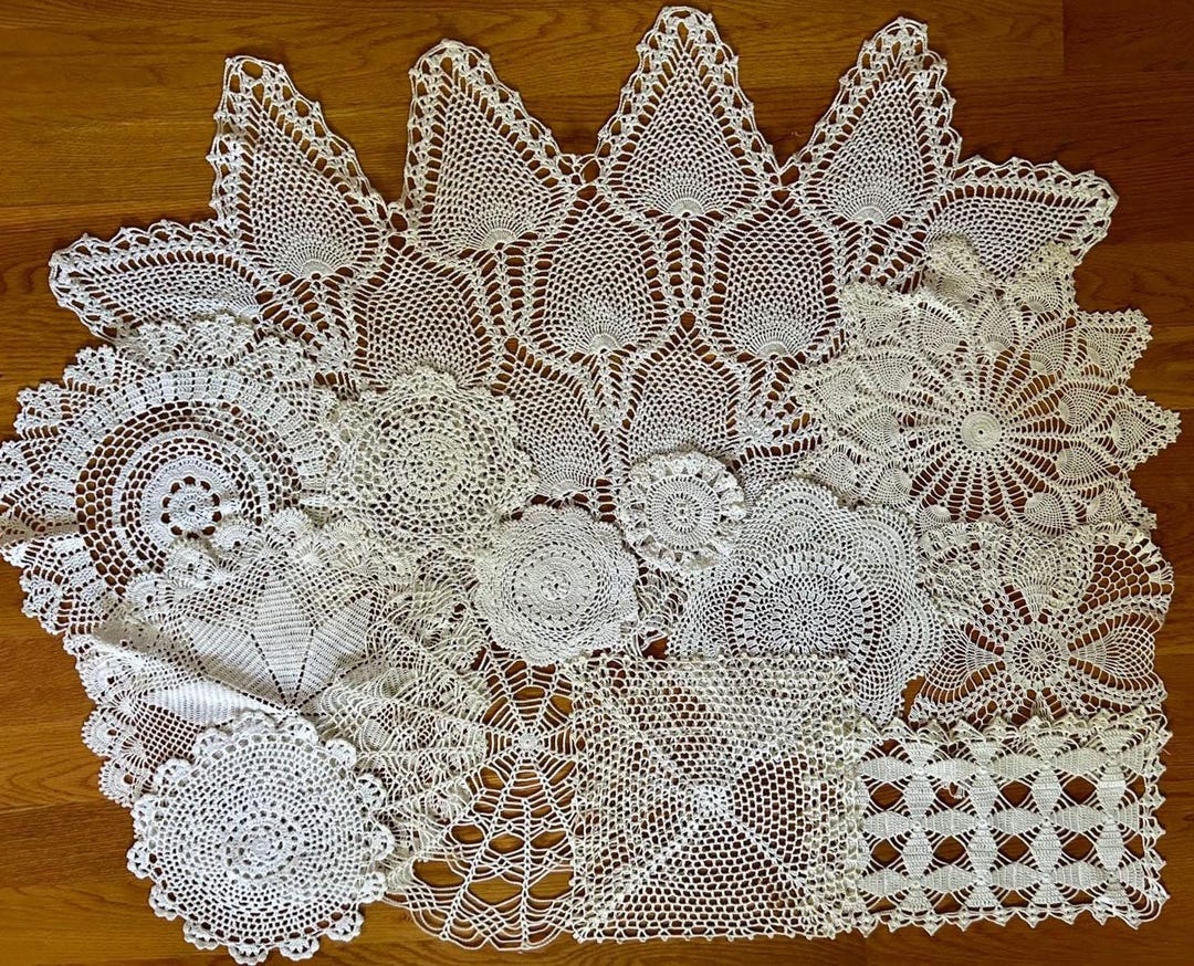 Thirteen Vintage White Hand Crocheted Doilies/doily Lot - Etsy