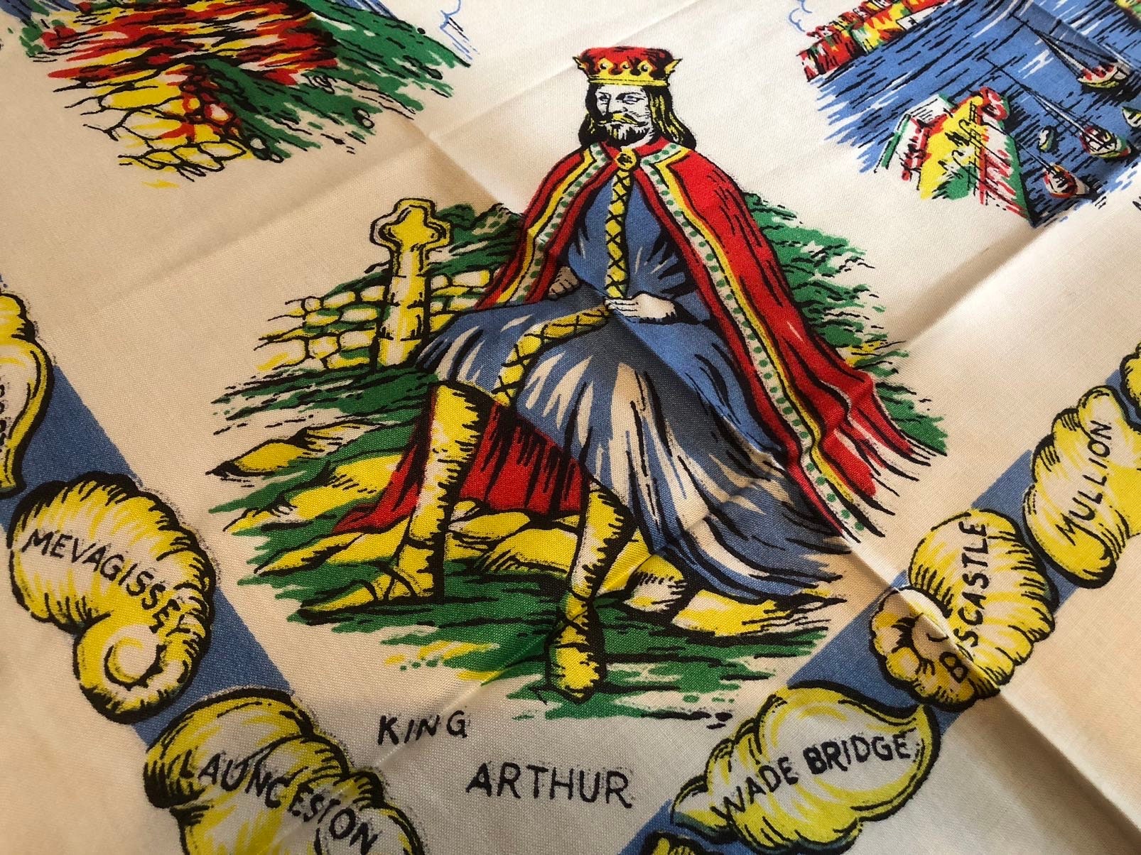 Vintage Cornwall England Tablecloth Bright Graphics - Etsy