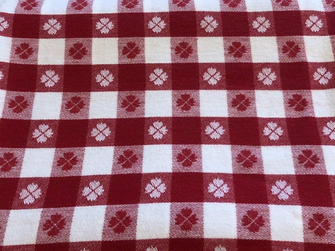 Vintage Red White Gingham Check Tablecloth Picnic Country Cottage Table ...