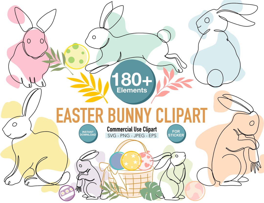 Easter Bunny SVG Bundle, Bunnies Clipart PNG SVG, Easter Clipart Bundle ...