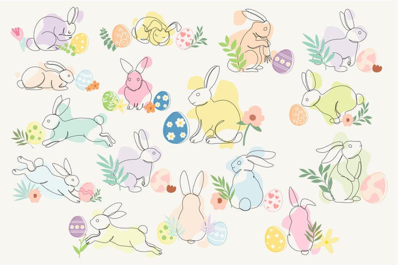 Easter Bunny SVG Bundle, Bunnies Clipart PNG SVG, Easter Clipart Bundle ...