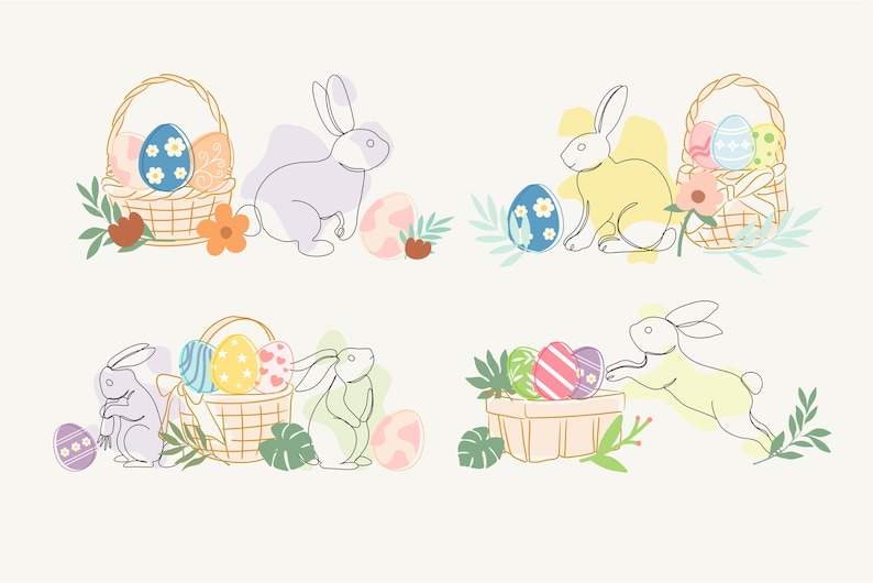 Easter Bunny SVG Bundle, Bunnies Clipart PNG SVG, Easter Clipart Bundle ...