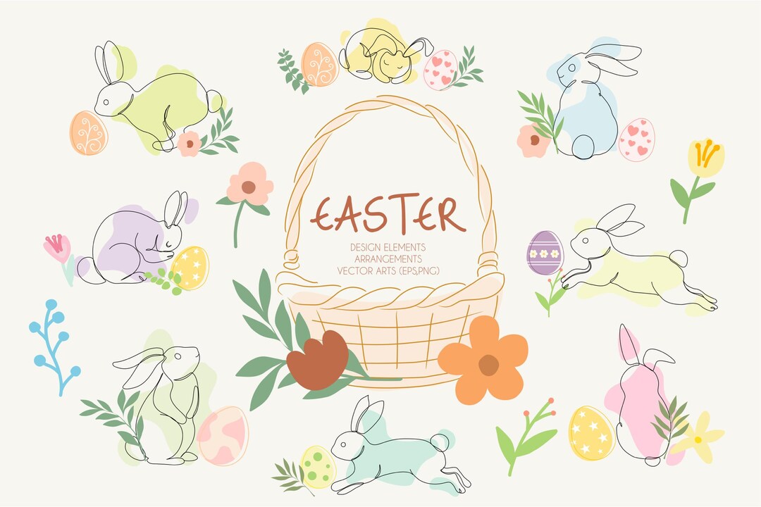 Easter Clipart Bundle, Easter Bunny, Easter Egg Basket, Spring Clipart ...