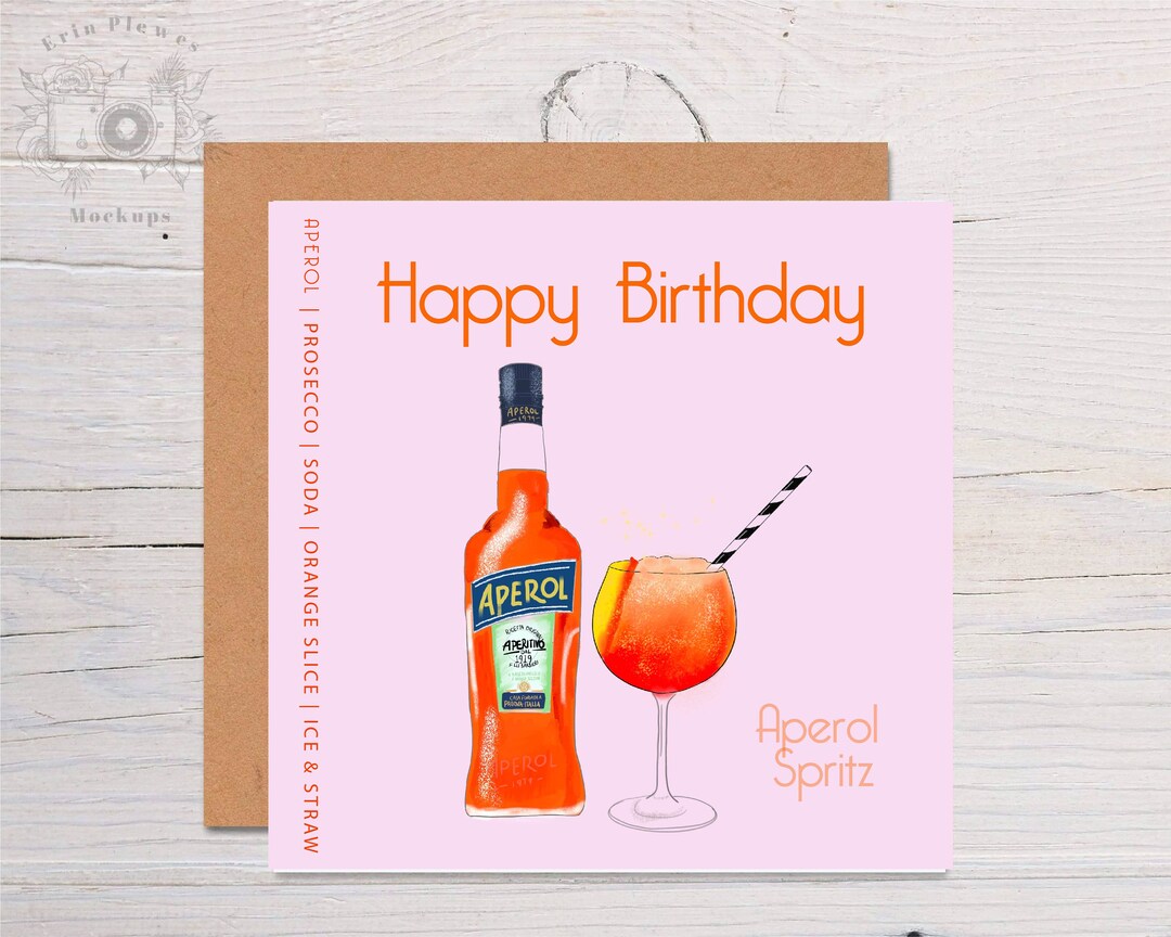 Aperol Spritz Happy Birthday Card - Etsy