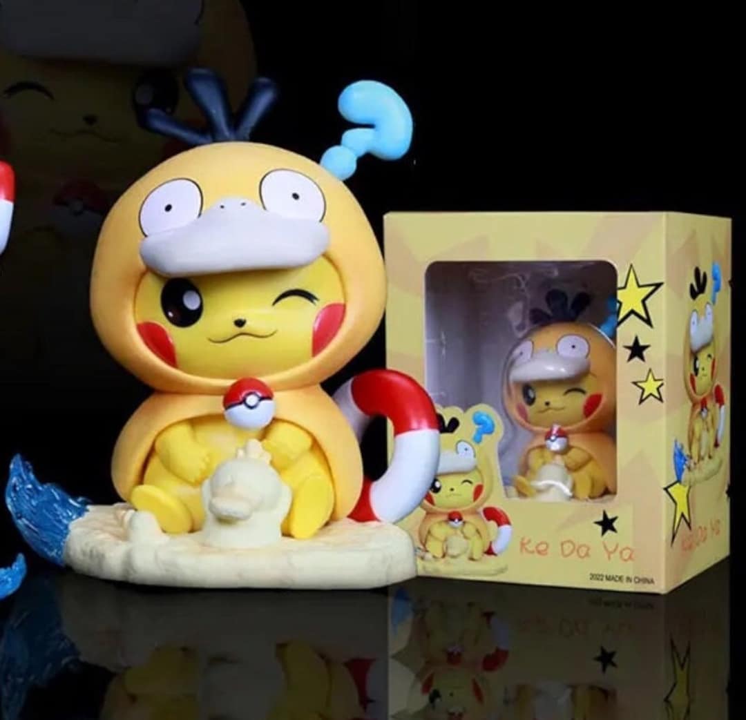 Pikachu Psyduck Poncho Pokemon Figure Cosplay Statue Toy Birthday ...