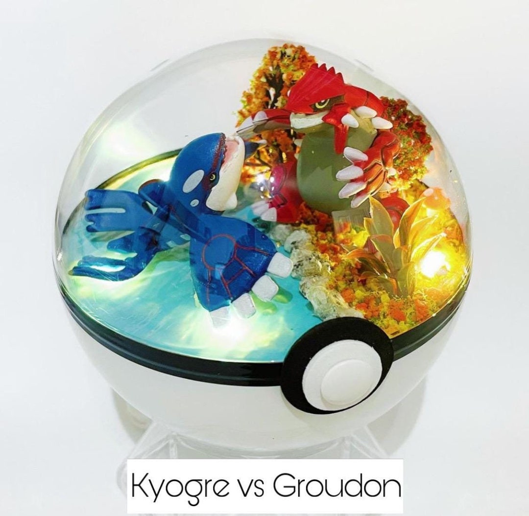 Handmade Kyogre Vs Groudon Terrarium Diorama Pokemon Pokeball Planter ...