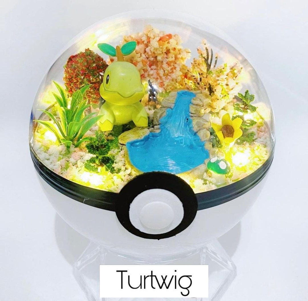 Valentines Handmade Turtwig Terrarium Diorama Pokemon Pokeball Baubles ...