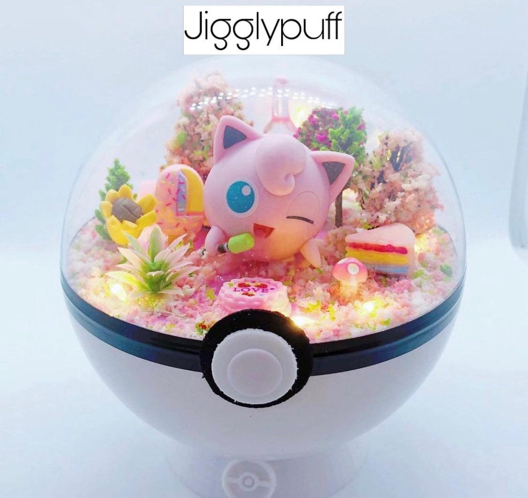Handmade Jigglypuff Terrarium Diorama Pokeball Planter Proposal ...