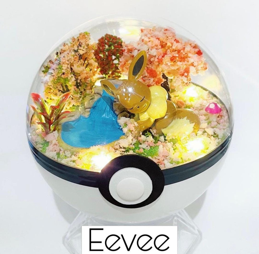 Handmade Eevee Terrarium Diorama Pokemon Pokeball Bauble Planter ...