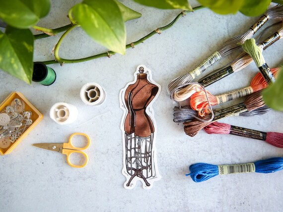 Vintage Sewing Mannequin Sticker Sewing Box Decor Sticker - Etsy