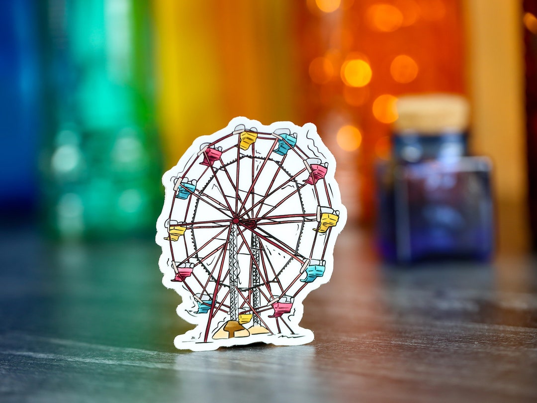 Ferris Wheel Stickers, Amusement Park Stickers, Summer, Vintage Ferris ...